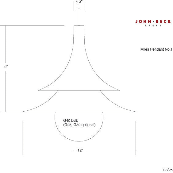 Miles Pendant No.1 – Handmade Sculptural Steel Pendant | John Beck Steel